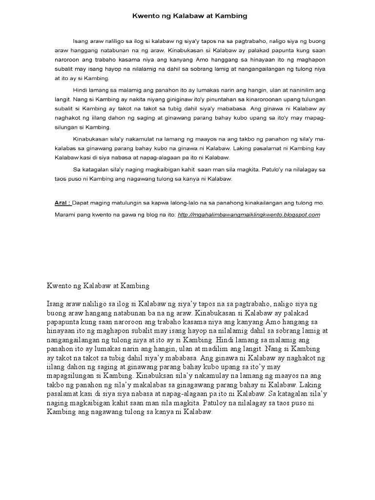 Kwento Ng Kalabaw at Kambing