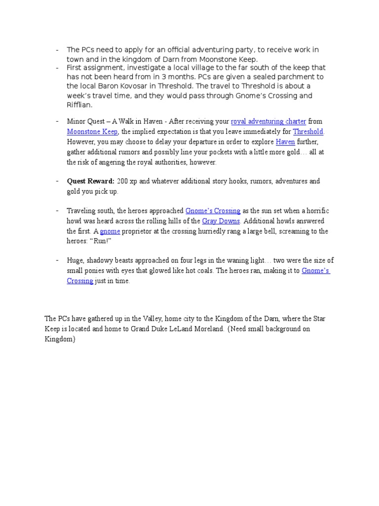 Royal Adventuring Charter Moonstone Keep Threshold Haven | PDF | Young ...