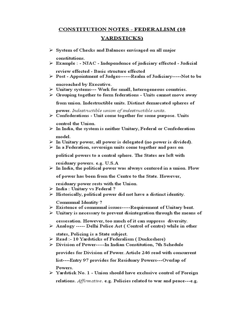 Constitution Notes | Federalism | Federation