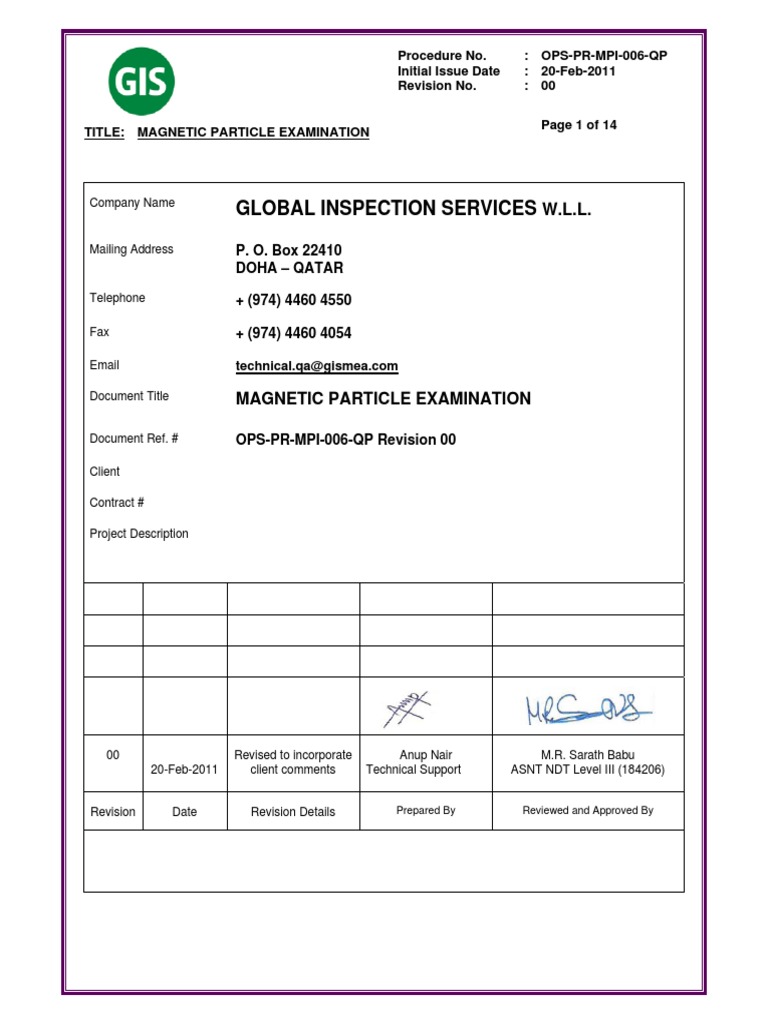 NDT MT Procedure | PDF | Magnetism | Nondestructive Testing
