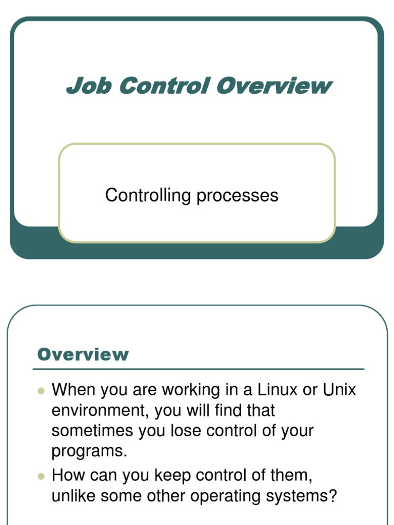 Job Control Overview: Controlling Processes | PDF | Unix | Software ...