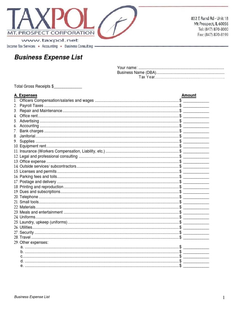 Business Expense List: A. Expenses Amount | PDF | Expense | Loans