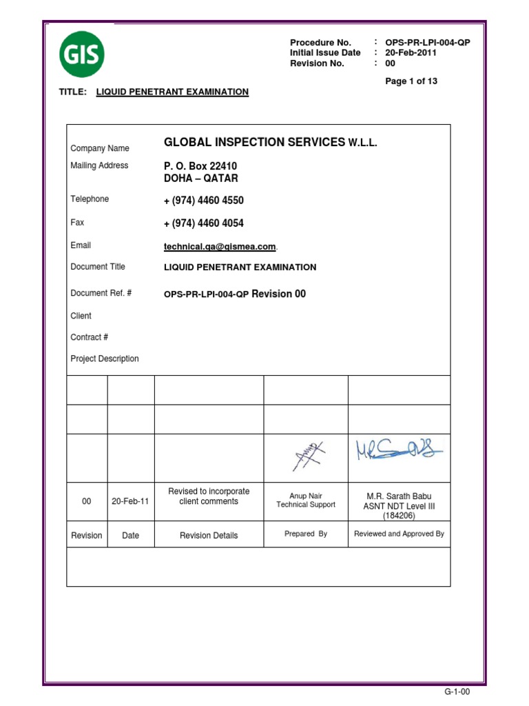 ndt PT Procedure | Nondestructive Testing | Chemistry