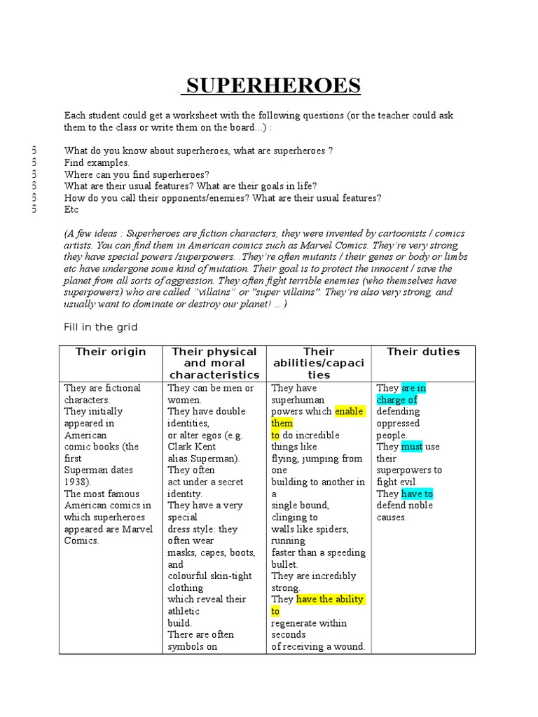 Superheroes: Their Origin Their Physical and Moral Characteristics ...