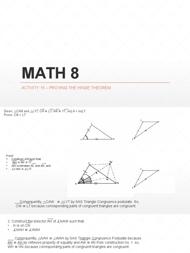 Math 8: Activity 15 - Proving The Hinge Theorem | PDF | Teaching ...