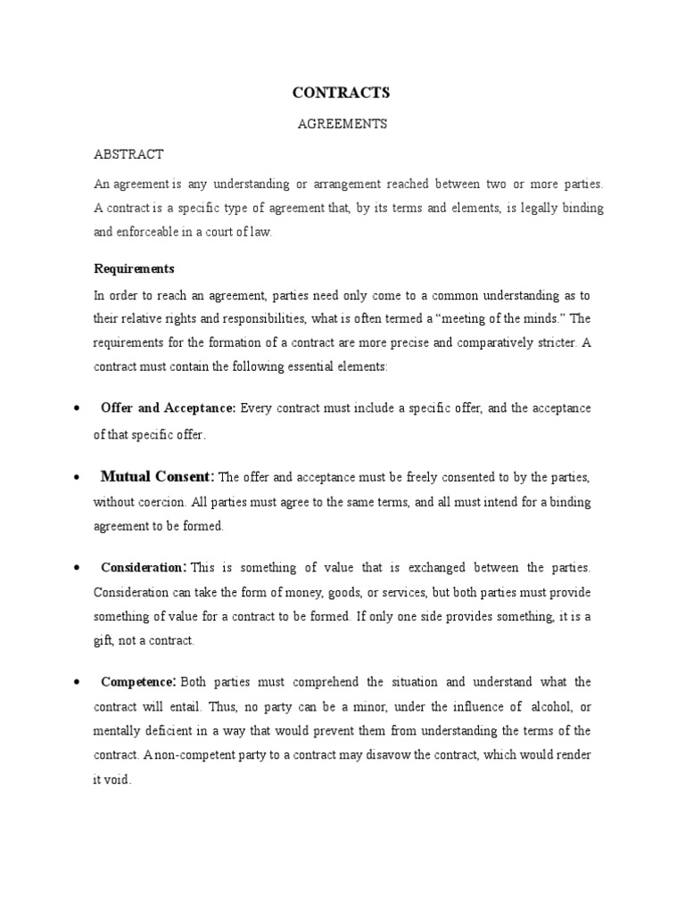 CONTRACTS.docx | Offer And Acceptance | Consideration | Free 30-day ...