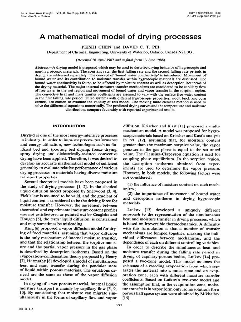 A Mathematical Model of Drying Processes: April and in L o RN | PDF ...
