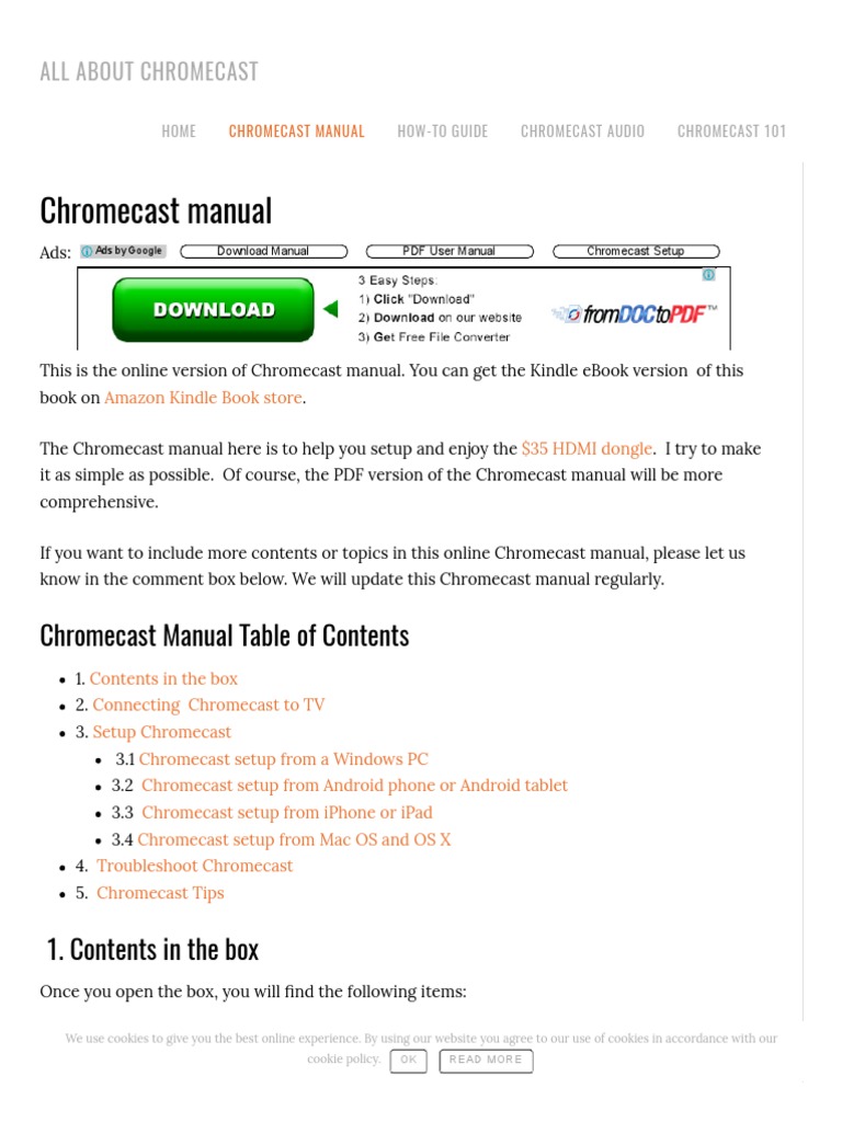 Chromecast Manual - Chromecast Setup Guide - All About Chromecast | PDF | Android (Operating ...