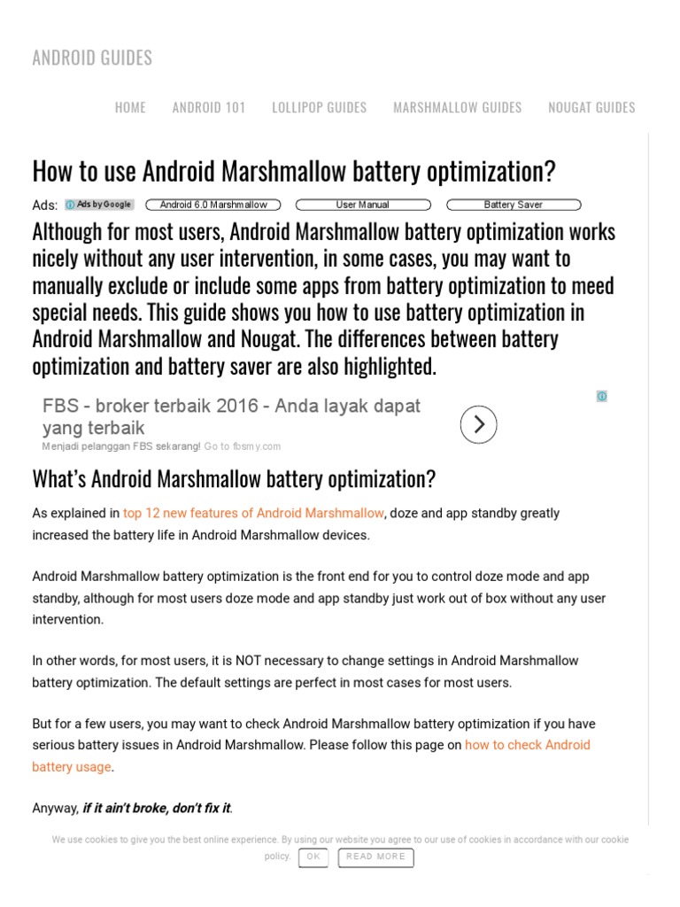 How To Use Android Marshmallow Battery Optimization - Android Guides | PDF | Android (Operating ...