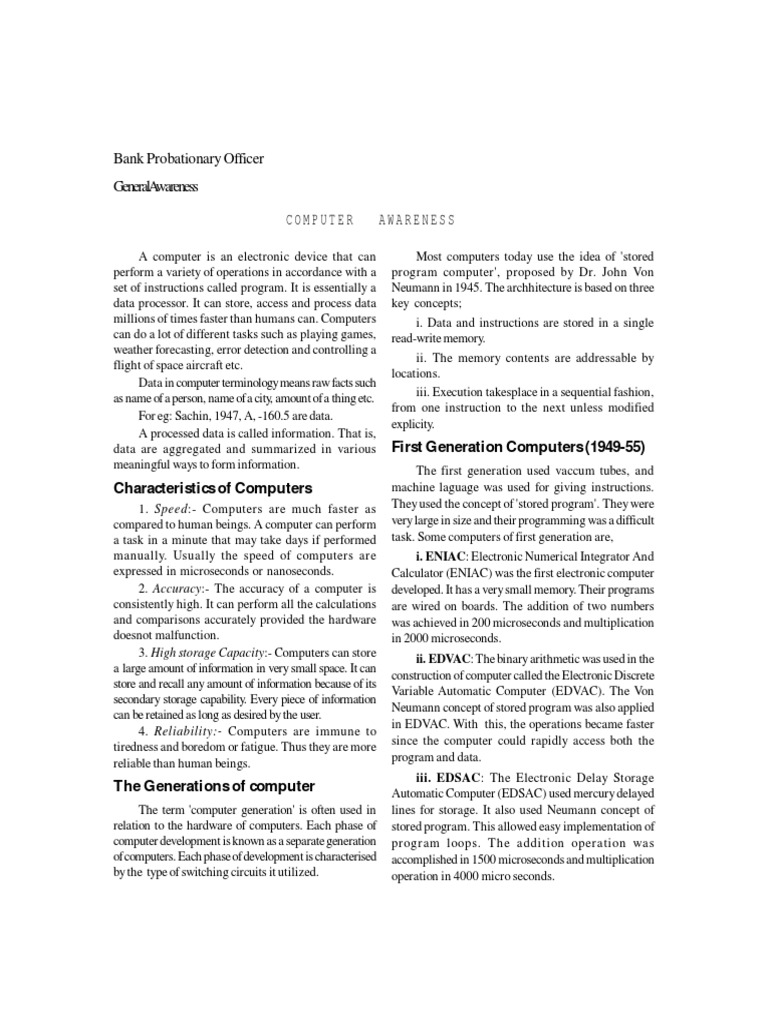 Computer Awareness | PDF | Boolean Algebra | Teaching Mathematics