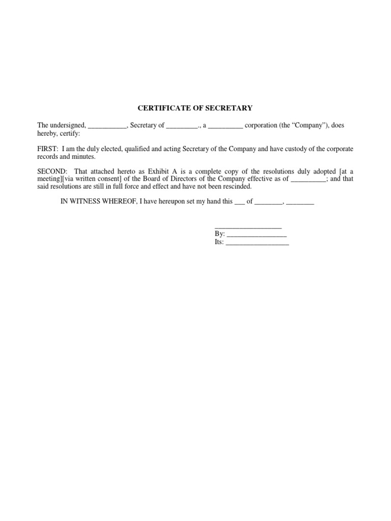 Free Printable Corporate Secretary S Certificate Form - vrogue.co Free Printable Corporate Secretary S Certificate Form - vrogue.co