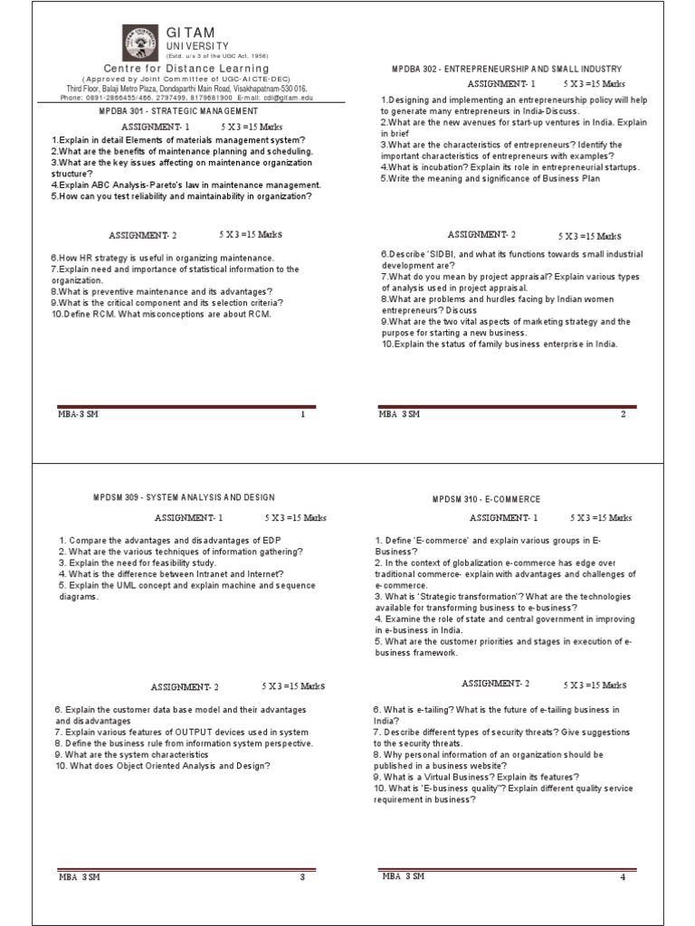 Gitam Assignment Questions | PDF | Entrepreneurship | E Commerce