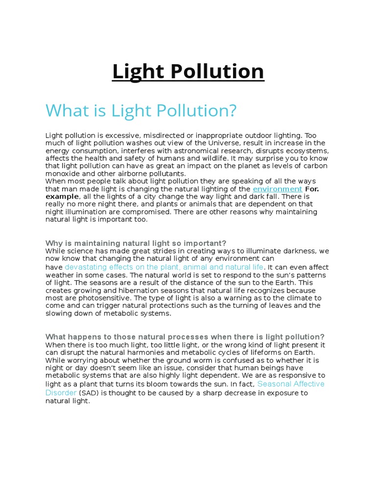 What Is Light Pollution? | PDF | Lighting | Light