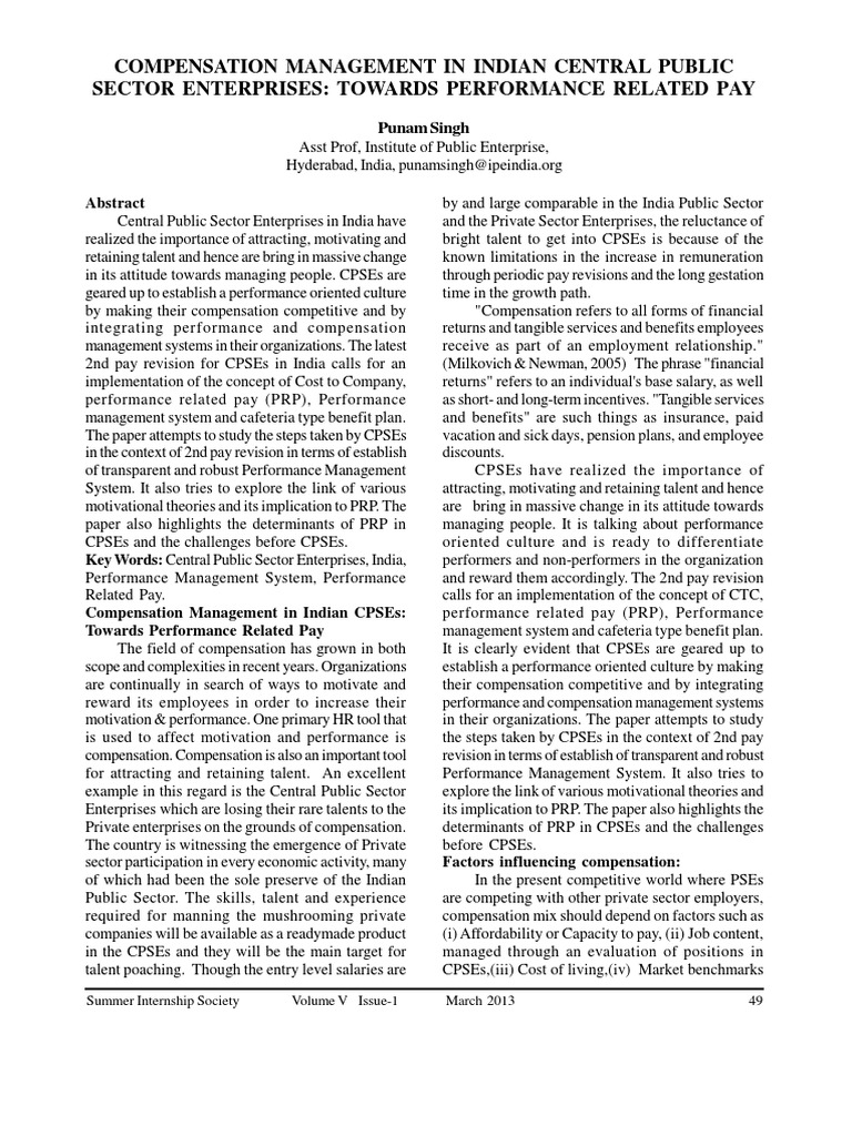 Compensation Management in Indian Central Public Sector Enterprises ...