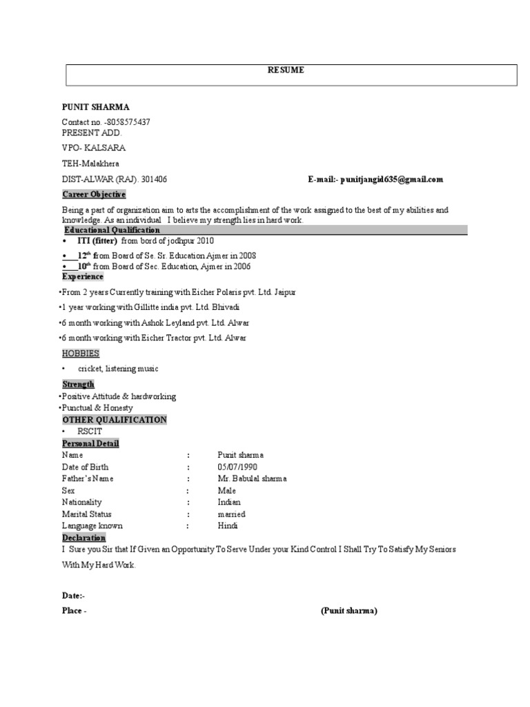 Resume Main Doc Punit | PDF
