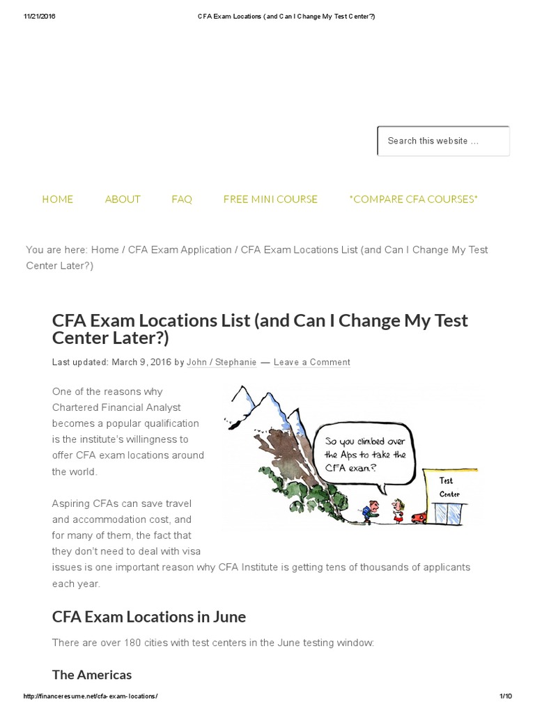 CFA Exam Locations (And Can I Change My Test Center - ) | PDF | Asia ...