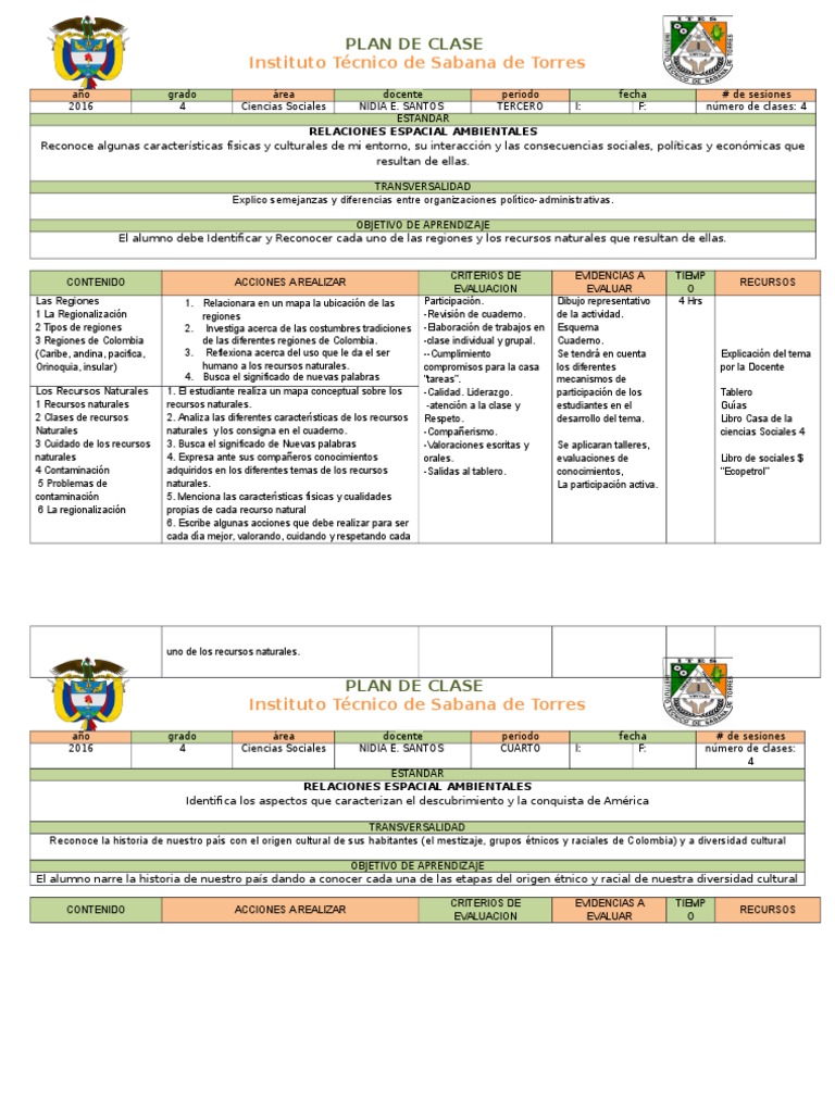 formato--PLAN DE CLASE (2).docx | Colombia | Maestros