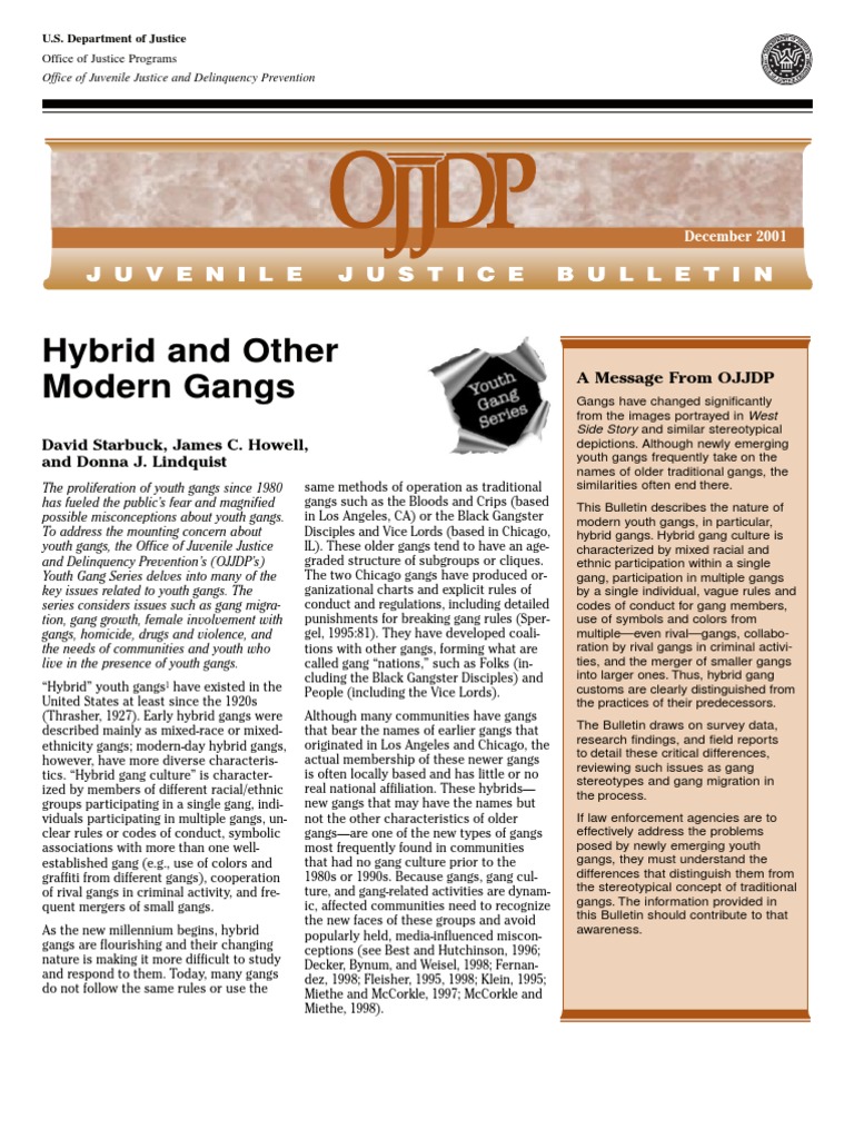 Hybrid and Other Modern Gangs: Office of Juvenile Justice and ...