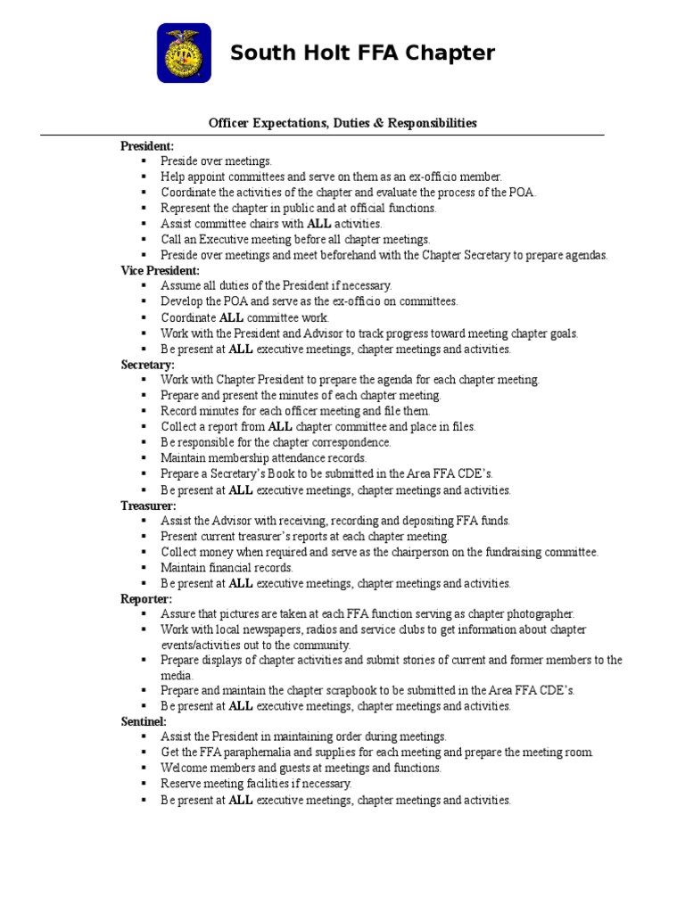 South Holt FFA Officer Roles & Election | PDF | Self-Improvement