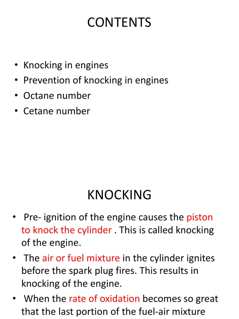 5-Knocking, Octane - Cetane Numbers | PDF | Internal Combustion Engine ...