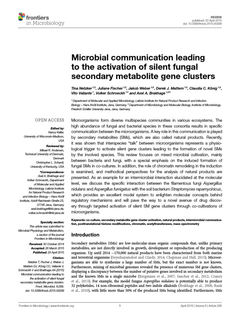Microbial Communication Leading To The Activation of Silent Fungal ...