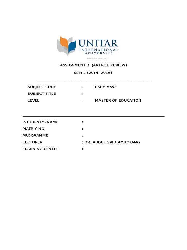 Format and Question - ESEM5553 ASSIG 2 UNITAR | PDF | Educational Psychology | Epistemology