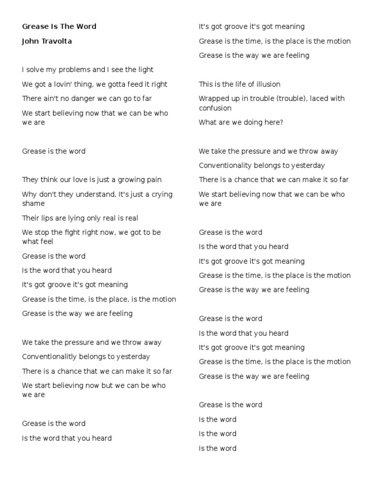 Grease Is The Word | PDF