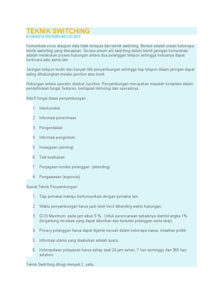 Teknik Switching | PDF