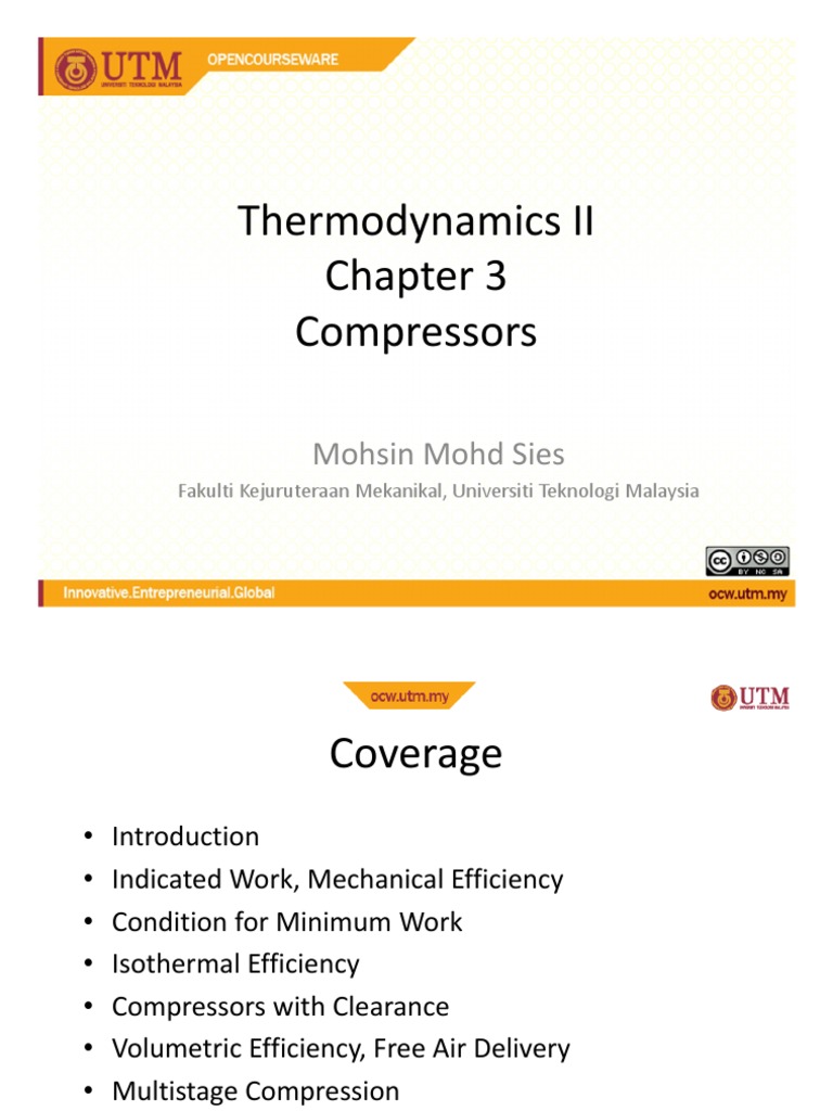 Thermodynamics II Compressors: Mohsin Mohd Sies | PDF | Gas Compressor ...