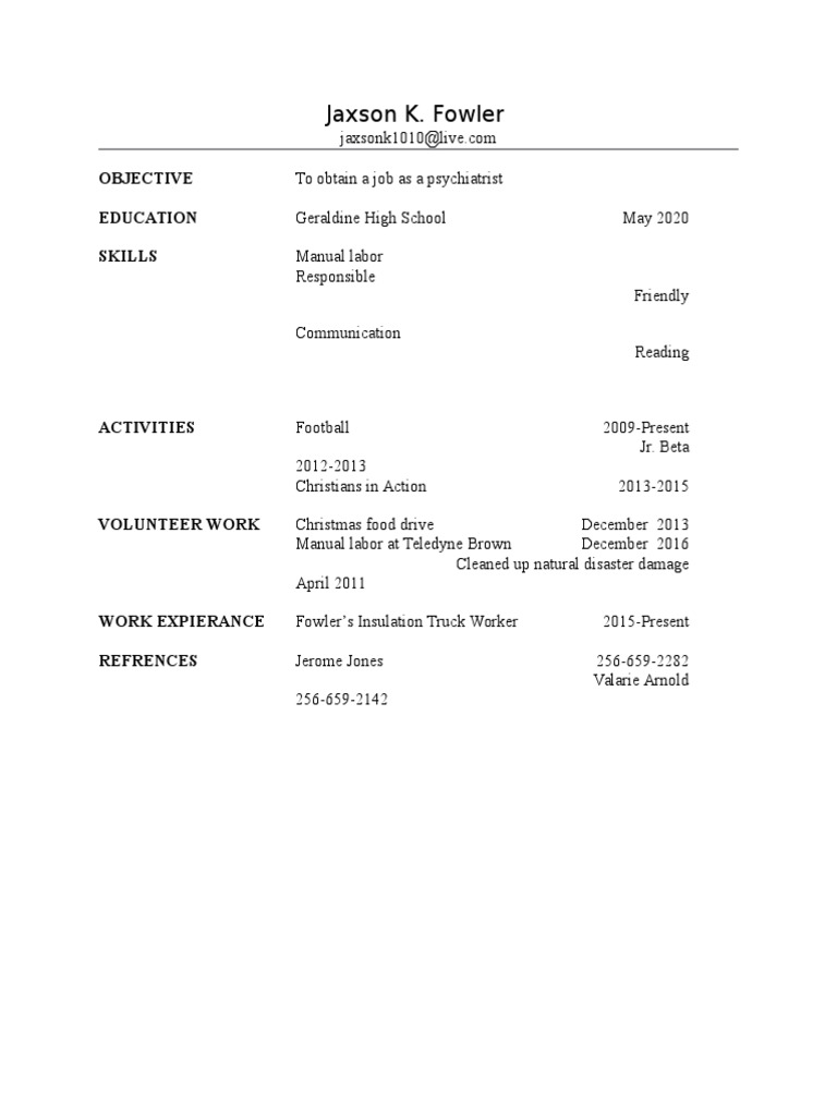 Resume 2nd Block Fowler | PDF
