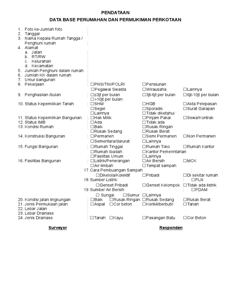 Format Pendataan Perumahan | PDF