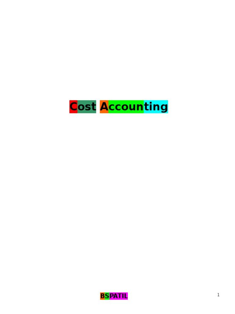 Cost Accounting Book | PDF | Cost Accounting | Profit (Accounting)
