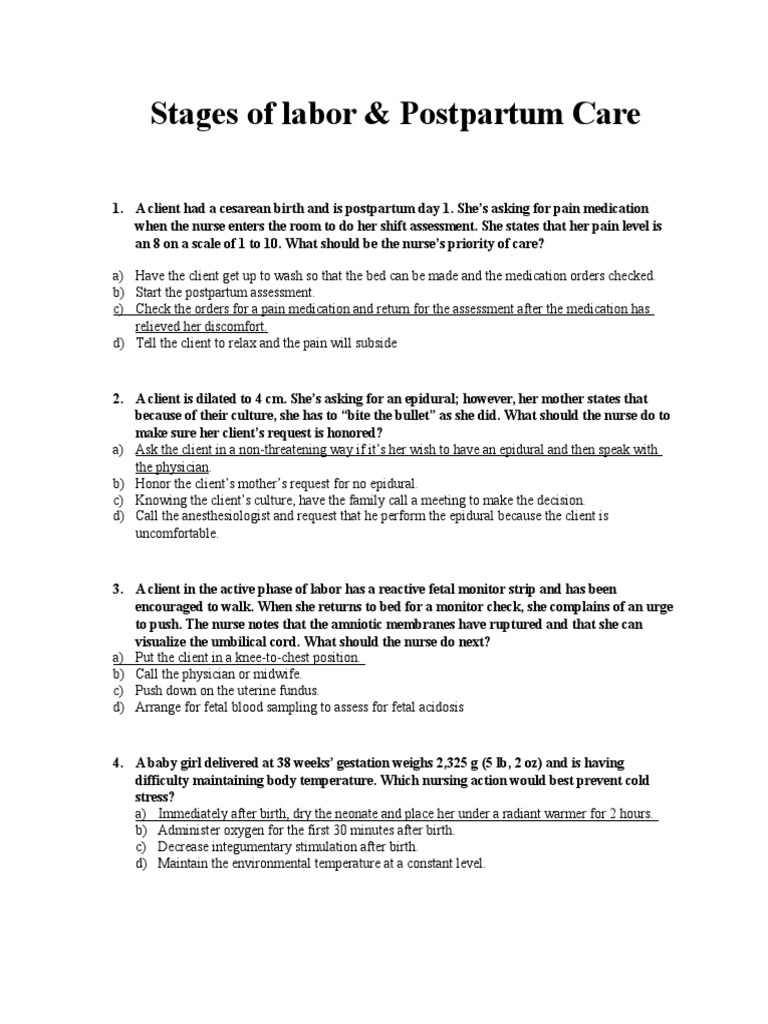 Stages of Labor and Postpartum Care | PDF | Childbirth | Preterm Birth