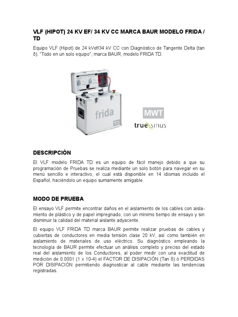 VLF Hipot Baur | PDF | voltaje | Electromagnetismo