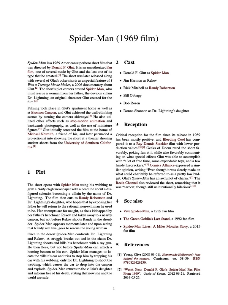 Spider-Man (1969 Film) | PDF | Leisure