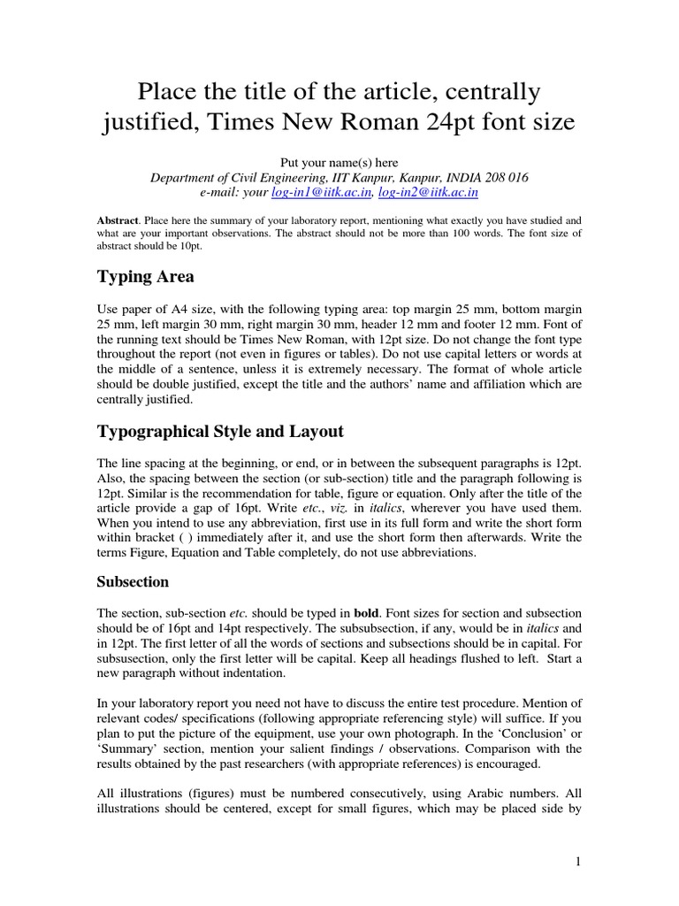 Lab Report Format | PDF | Typefaces | Paragraph