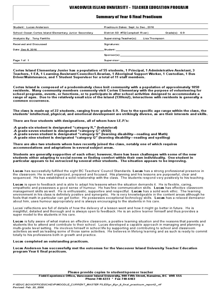 Final Practicum Report Complete | PDF