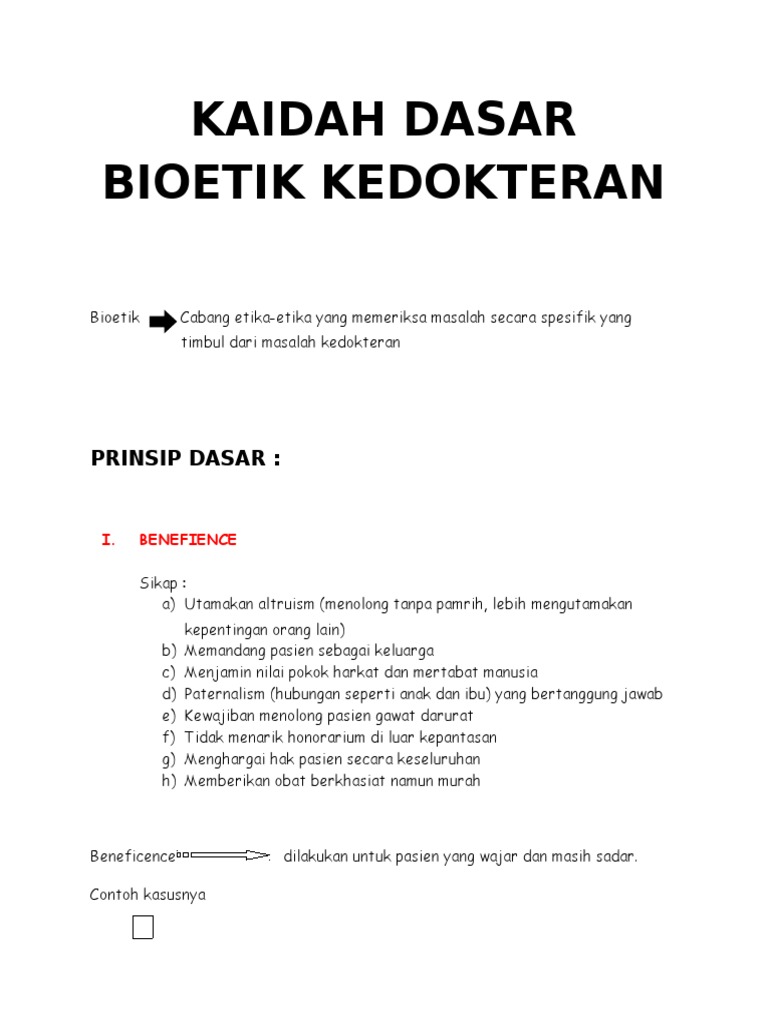 4 Prinsip Dasar Bioetika Kedokteran | PDF