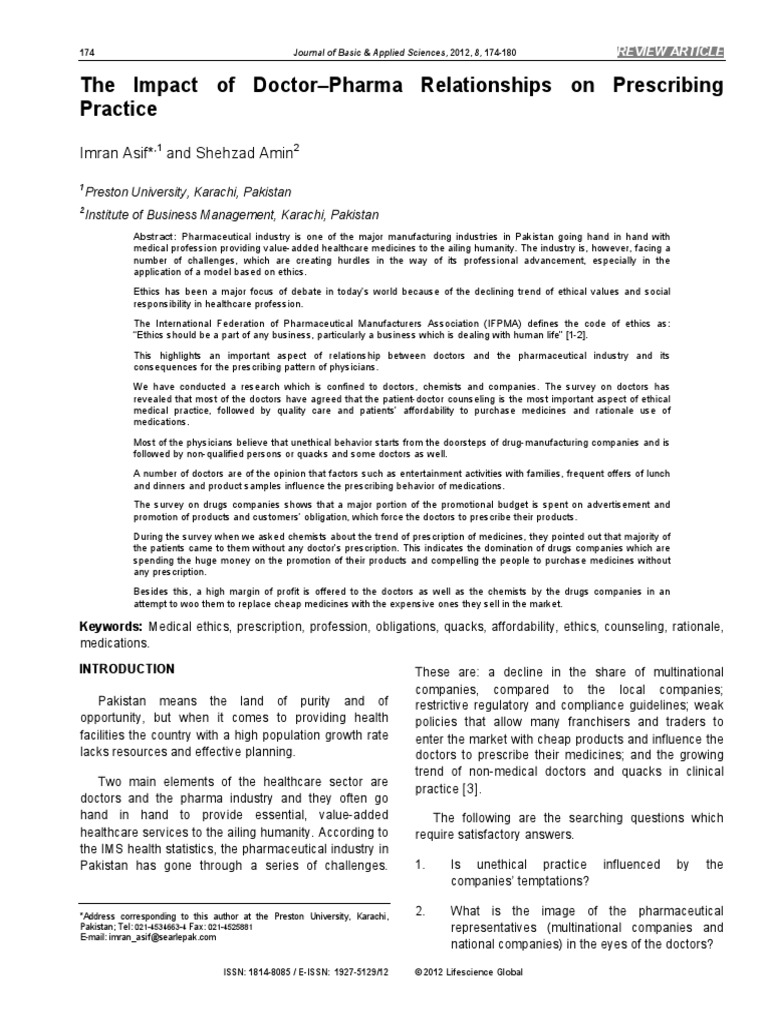 The Impact of Doctor-Pharma Relationships On Prescribing Practice | PDF ...