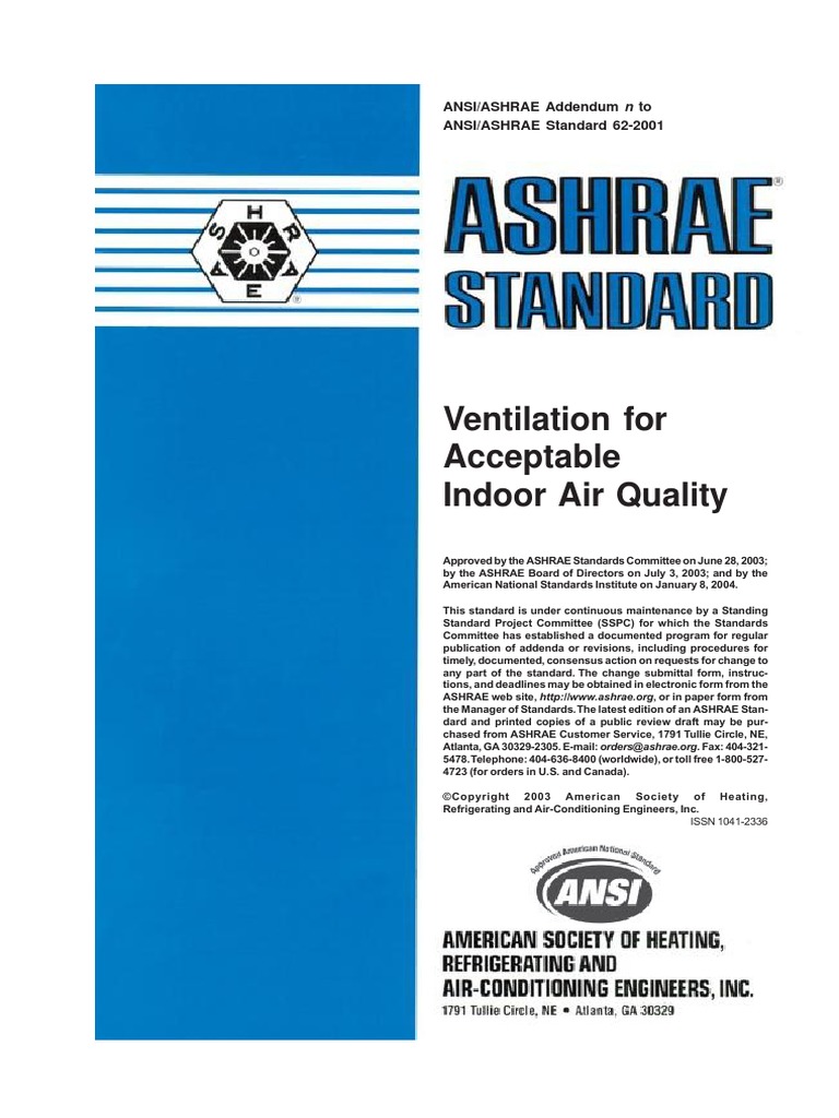 Ventilation For Acceptable Indoor Air Quality: ANSI/ASHRAE Addendum N ...