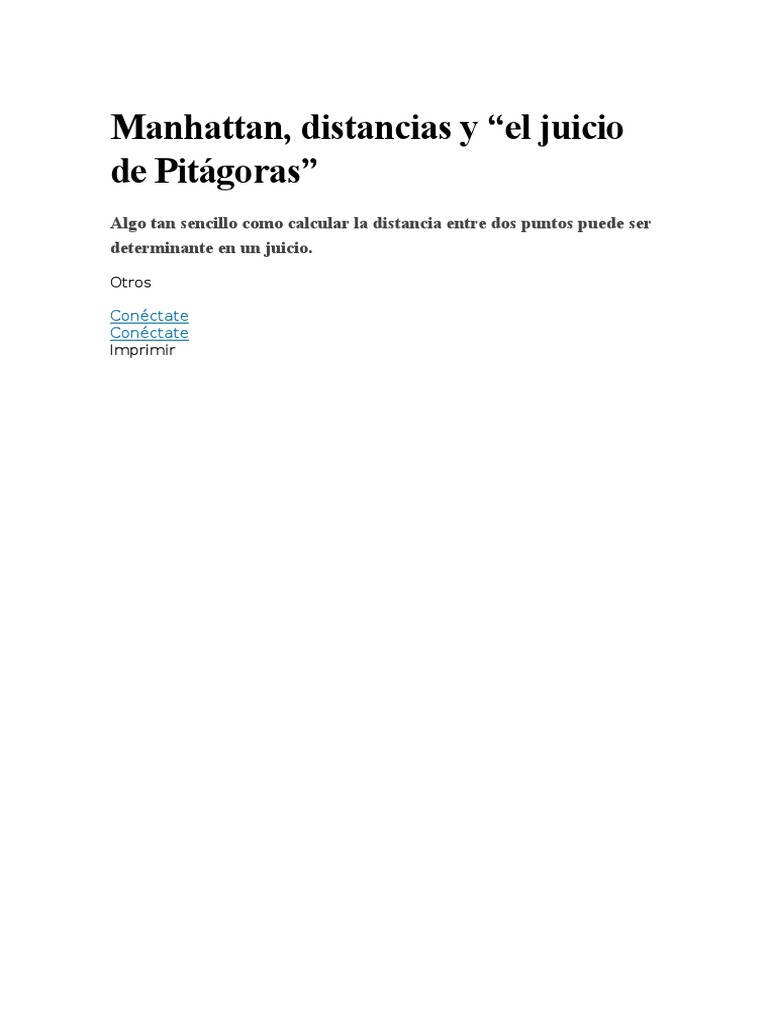 Manhattan y Pitagoras, Aplicacion Distancia Entre Dos Puntos | PDF ...