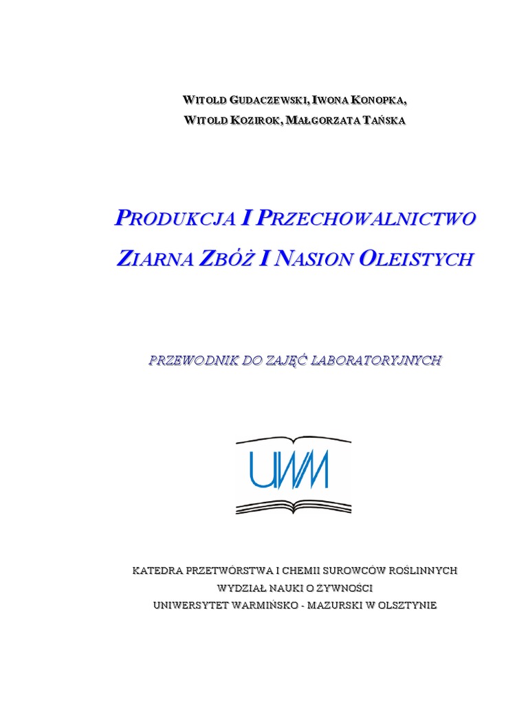 Produkcja I Przechowalnictwo Ziarna Zboz I Nasion Oleistych | PDF
