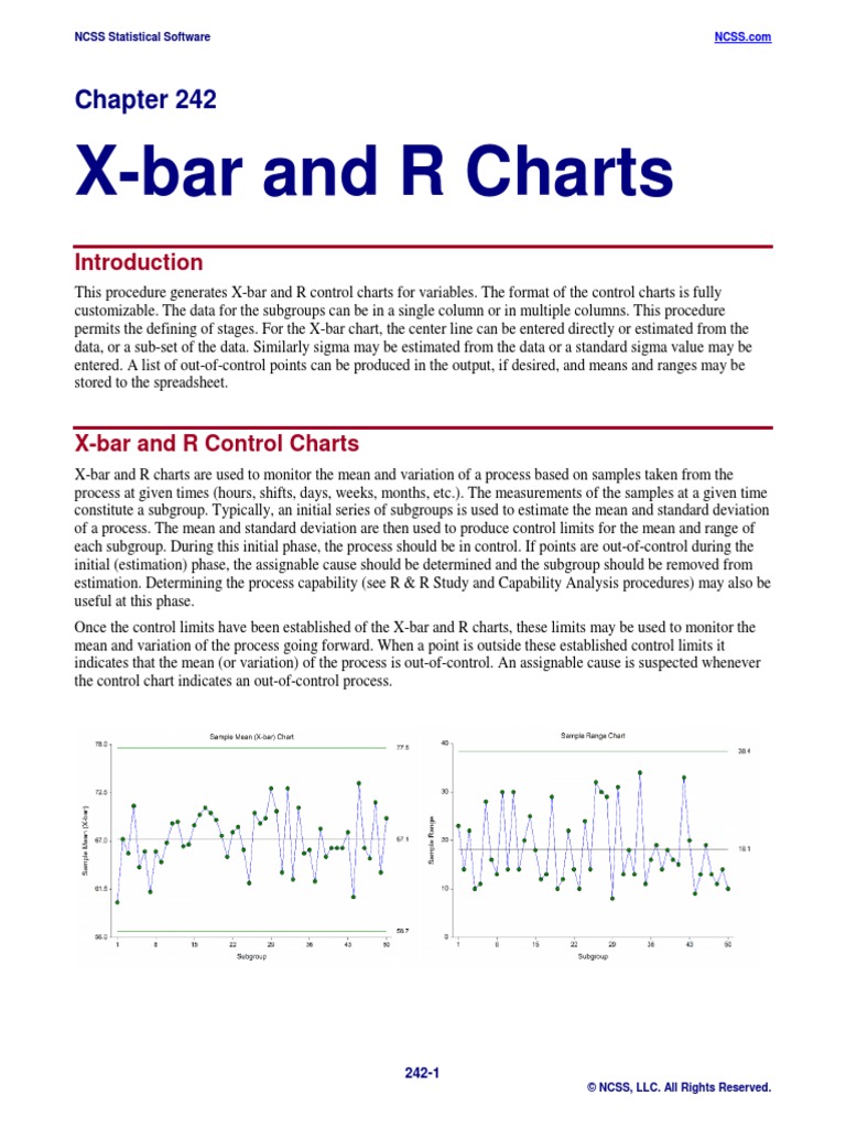 X-Bar and R Charts: NCSS Statistical Software | PDF | Standard ...