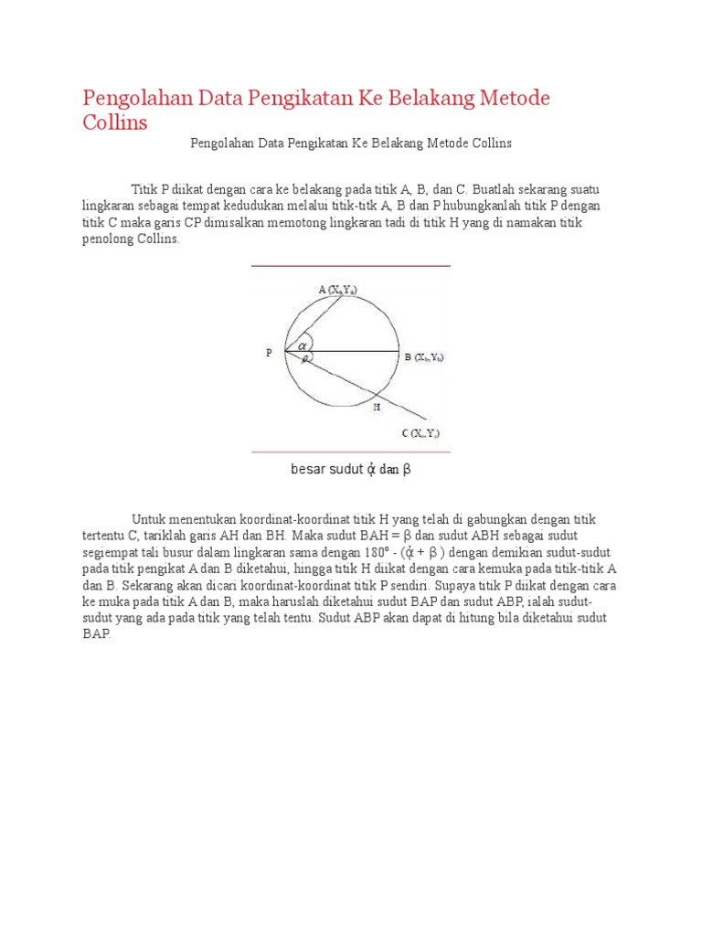 Pengolahan Data Pengikatan Ke Belakang Metode Collins | PDF