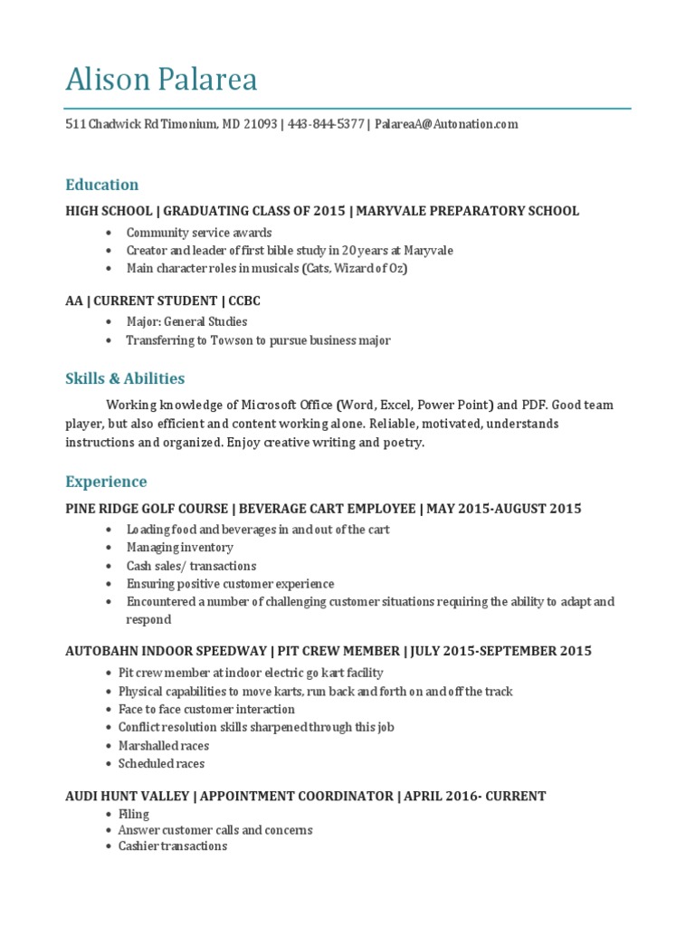 Alison Palarea Resume | PDF