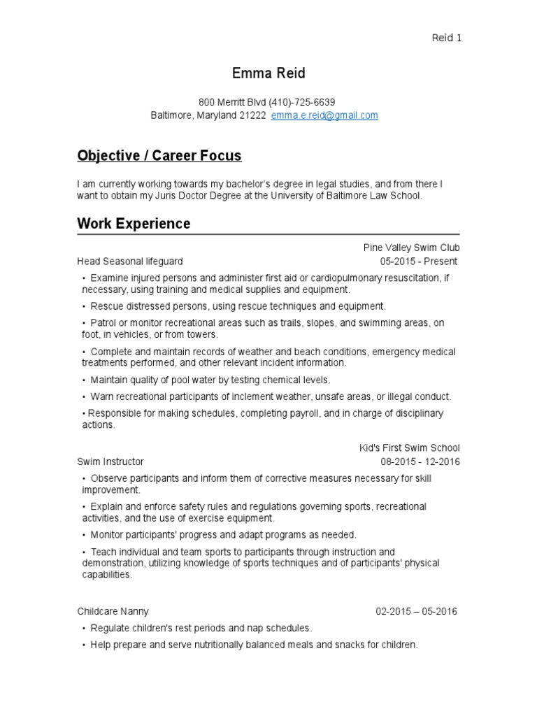 Reid Resume Final | PDF | Schools | Wellness