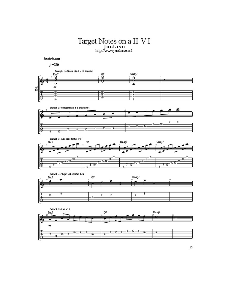 Target Notes for II V I Progression | PDF | Melody | Musical Compositions