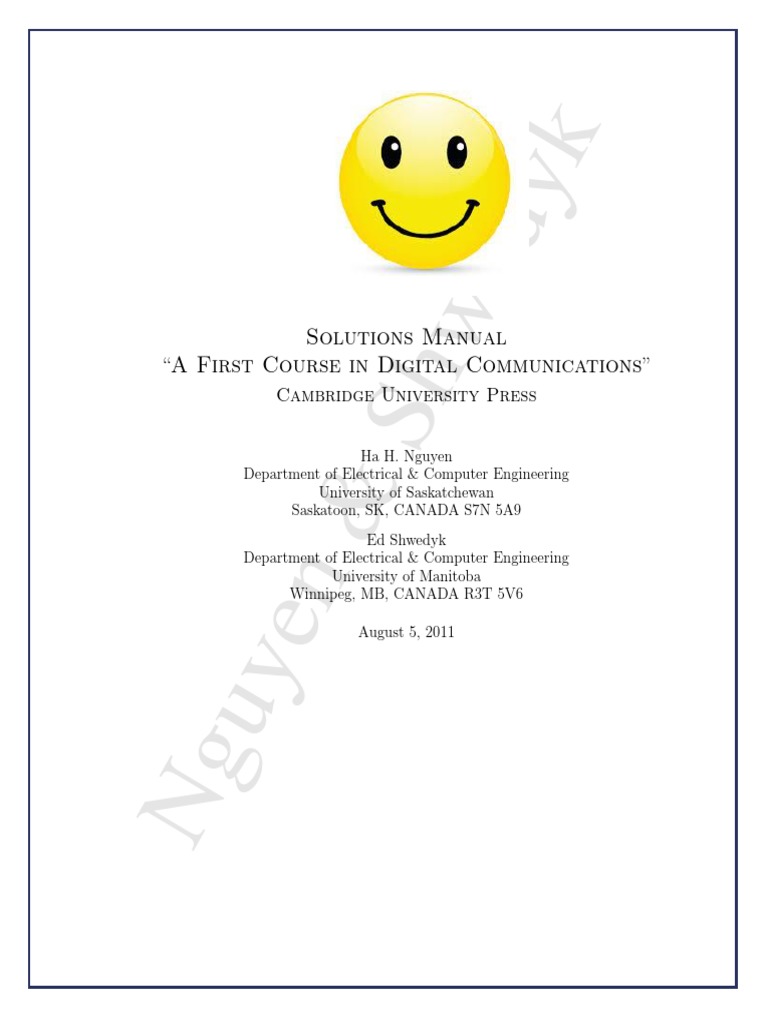 A First Course in Digital Communication Solution Manual by Nguyen HH ...