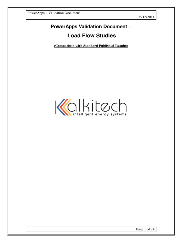 Article Load Flow Studies Validation Document | PDF | Electricity | Electromagnetism