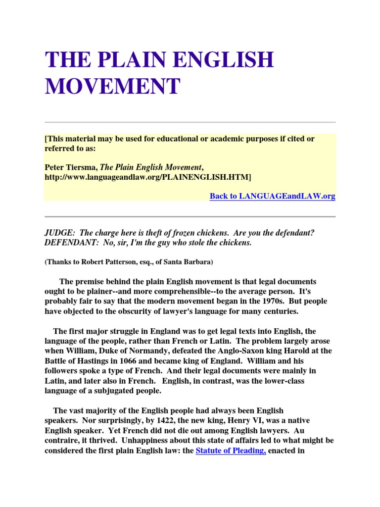 Plain English | PDF | Plain Language | Lawyer